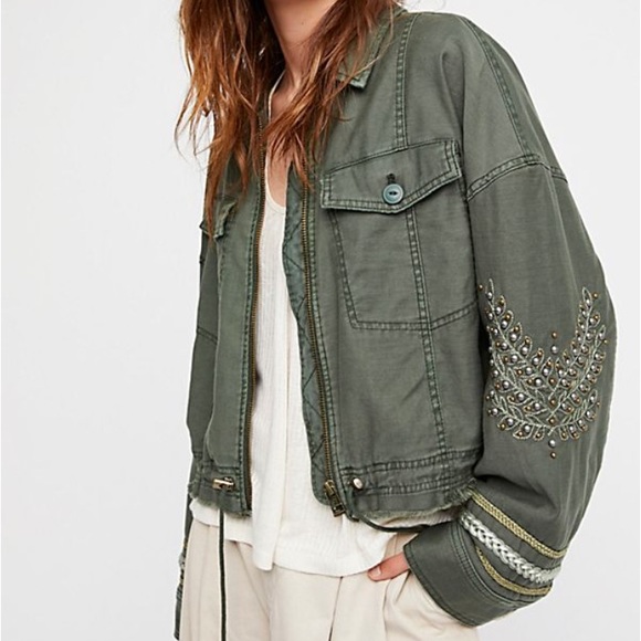 Free People | Jackets & Coats | Free People Studded Military Jacket Nwt ...
